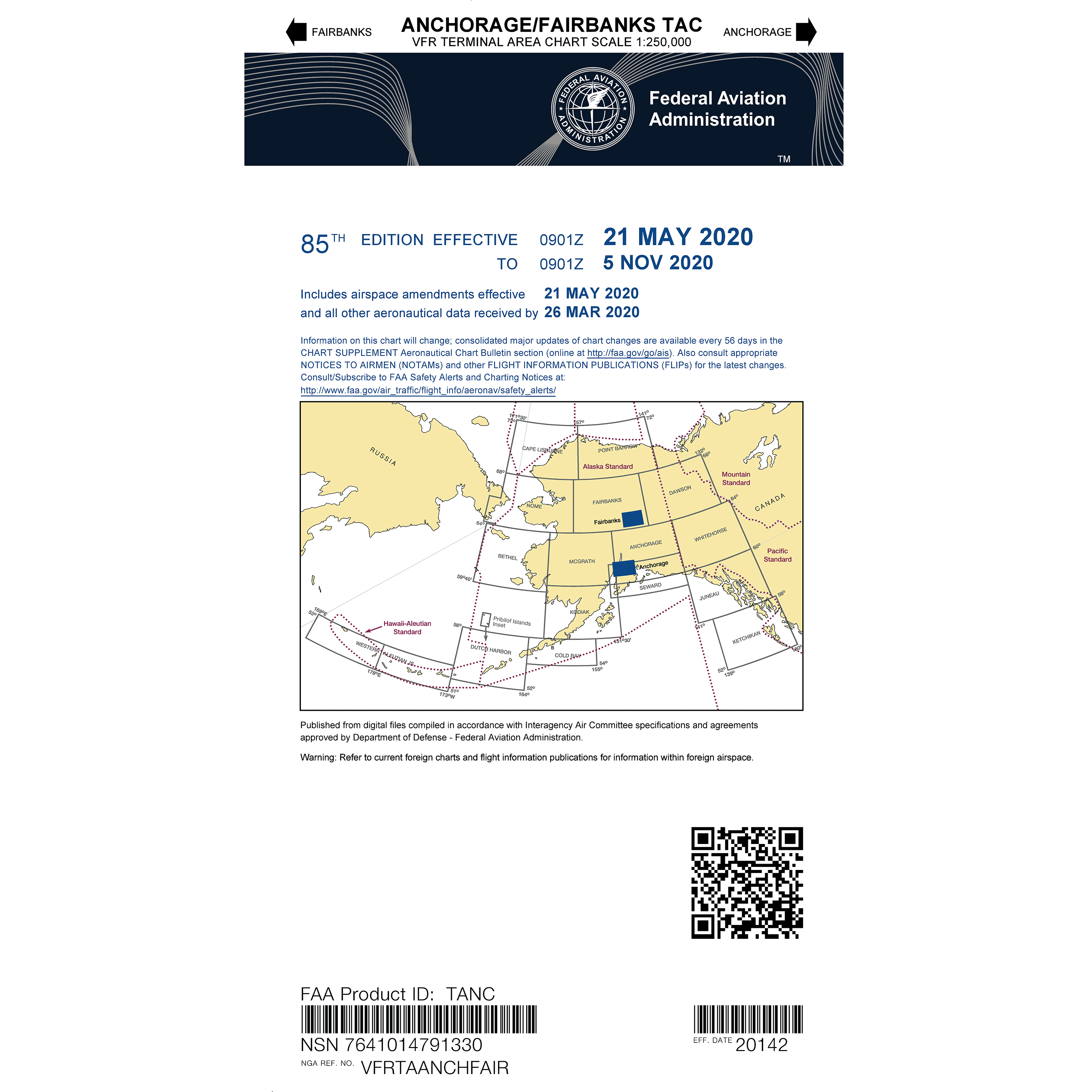 FAA Chart: VFR TAC ANCHORAGE (Current Edition) 2023